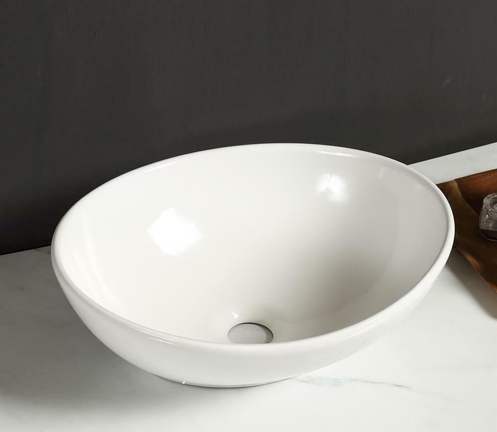 Ceramic Oval Basin Hand Wash Bowl Bathroom Sink Gloss Counter Top Vani ...